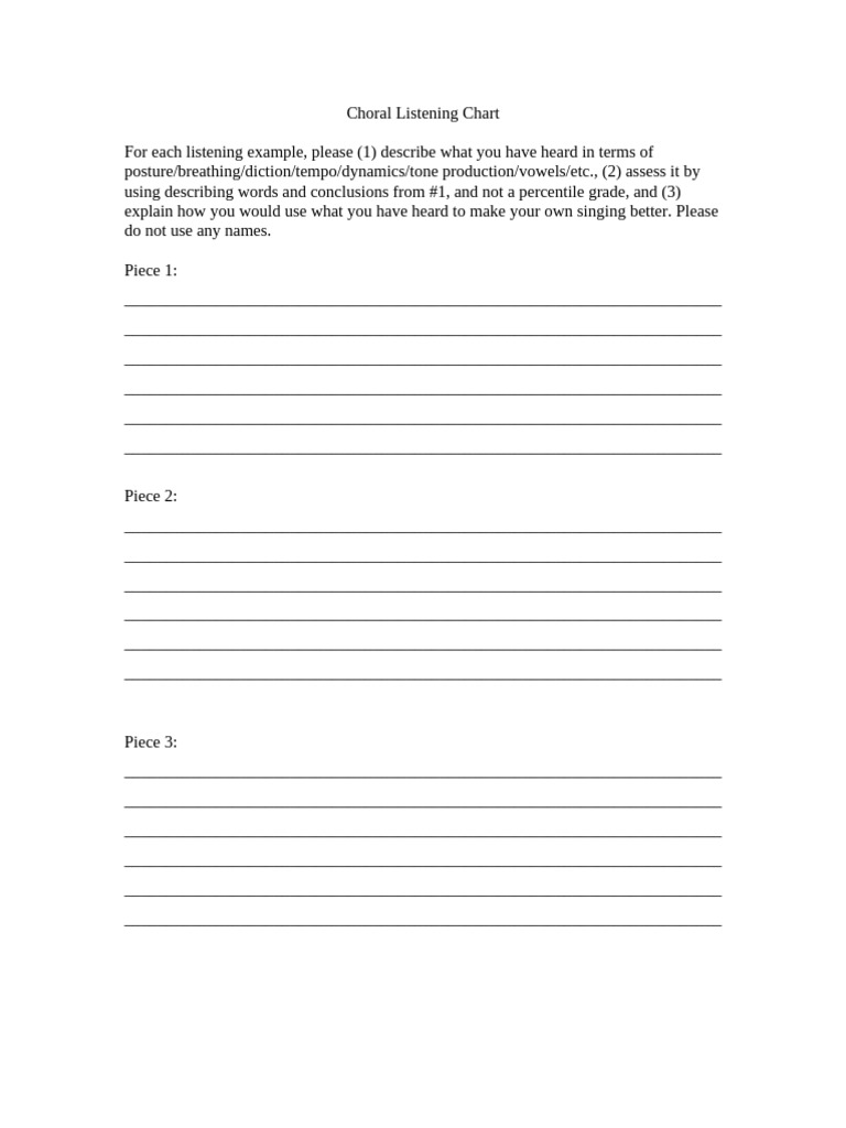 Choral Listening Chart | PDF