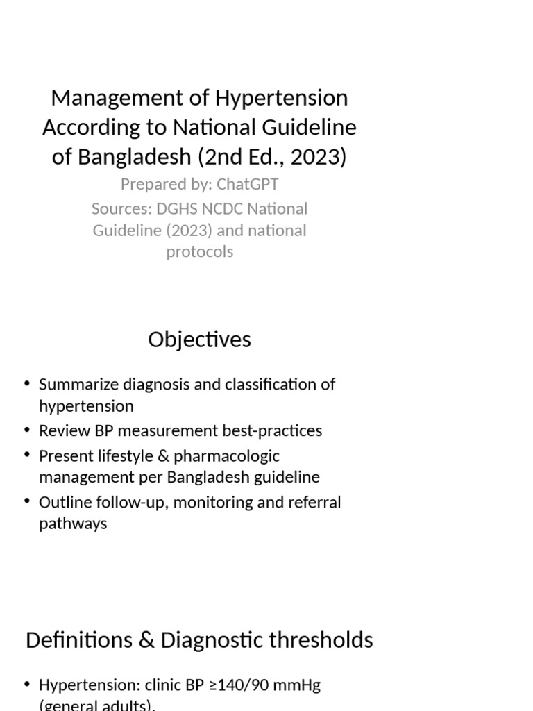 Hypertension Management Guidelines Bangladesh | PDF | Hypertension ...