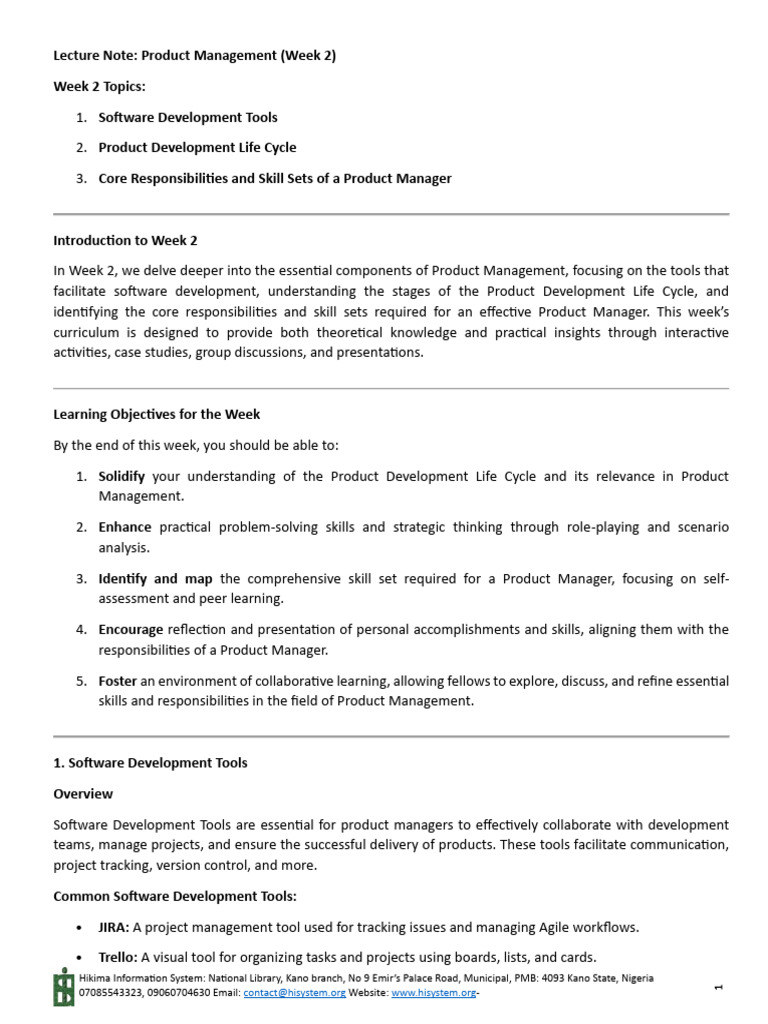 Lecture Note w2 Product Management | PDF | Usability | Computer Security