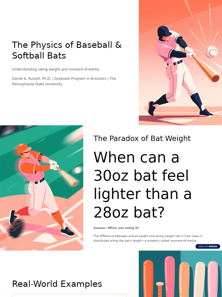 Physics of Baseball & Softball Bats | PDF | Weight | Pendulum