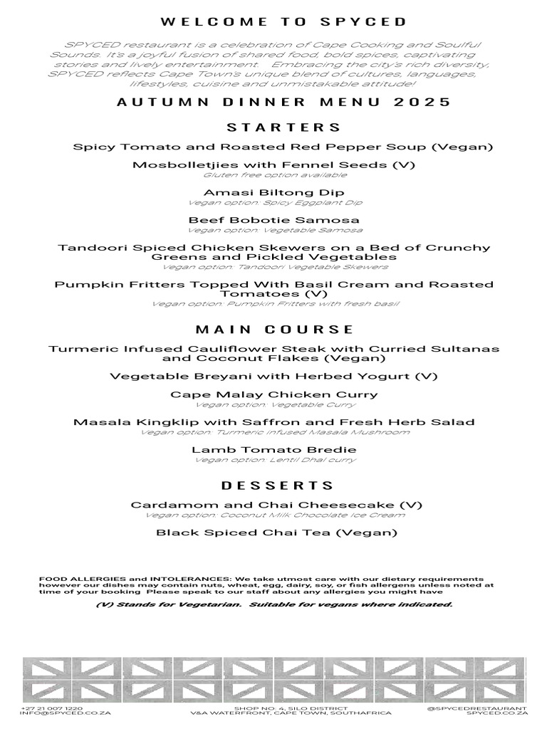 SPYCED Autumn Dinner Menu 2025 | PDF | Curry | Veganism