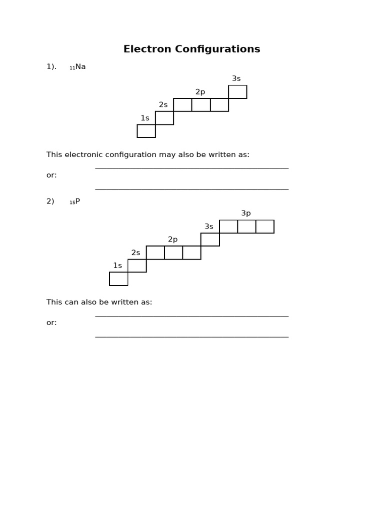Simple Electron Configurations Practice | PDF