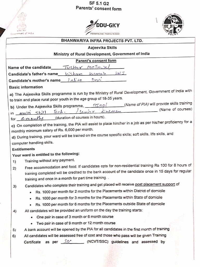 Parents Consent Form - Tushar Gothwal | PDF