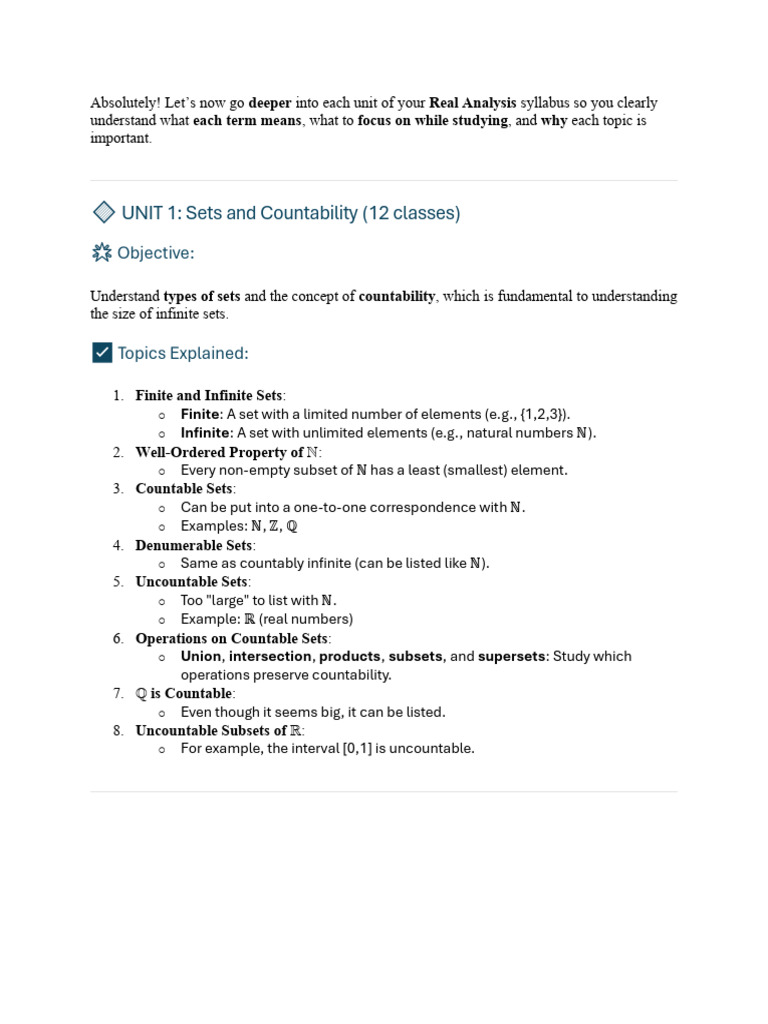 Real Analysis Syllabus Breakdown | PDF | Sequence | Real Number