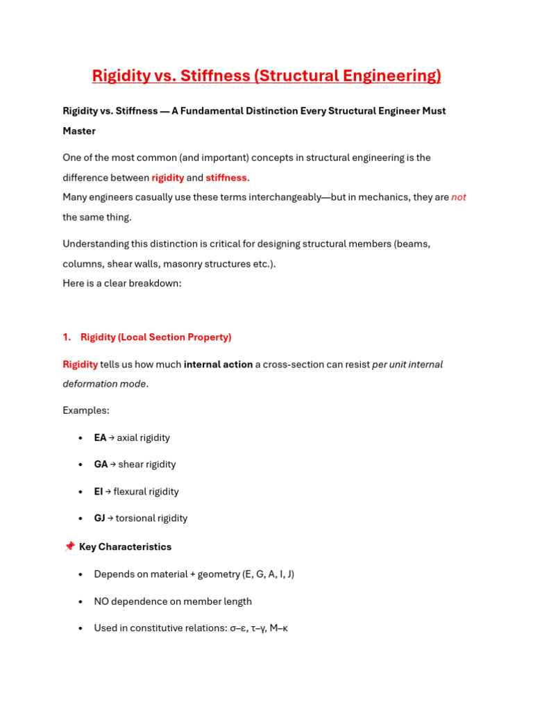 Rigidity Vs Stiffness | PDF | Stiffness | Beam (Structure)