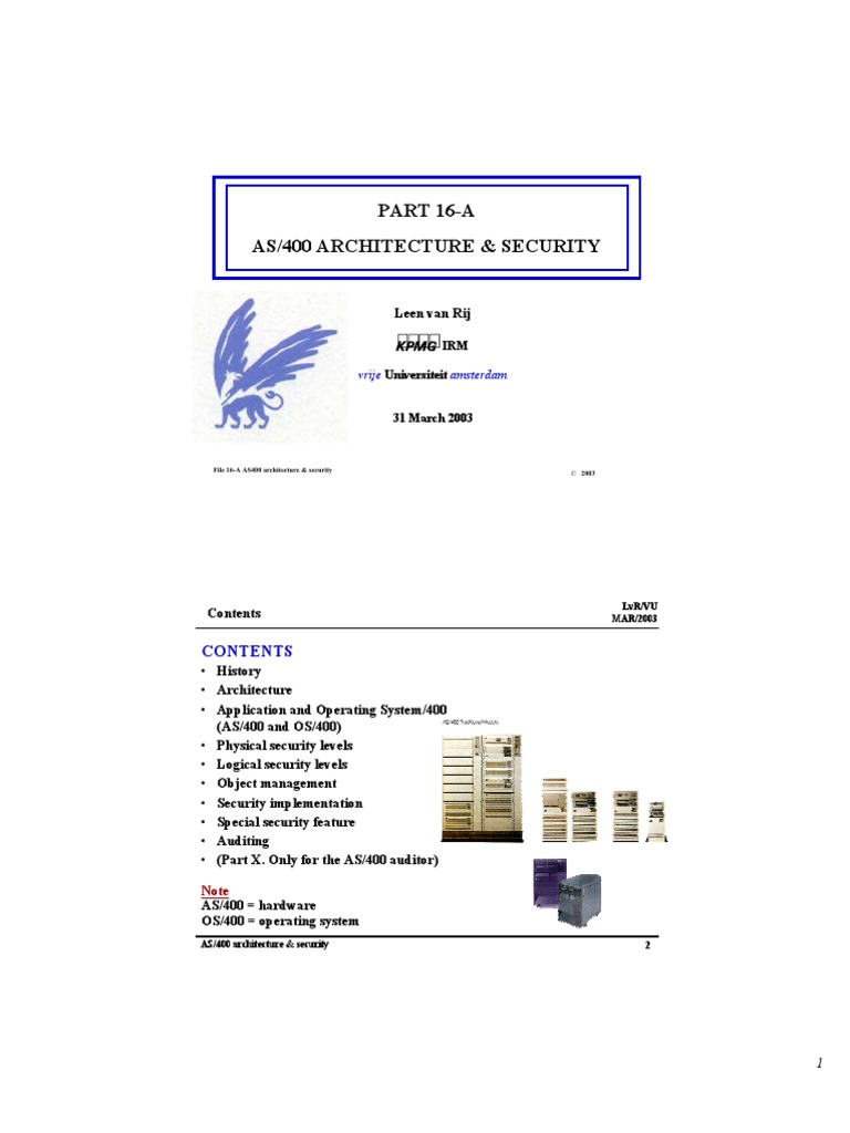 16A AS400 Architecture and Security | Ibm System I | Databases