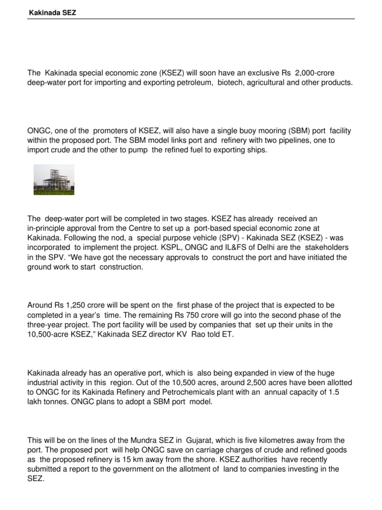 Kakinada Sez Special Economic Zone | PDF | Business