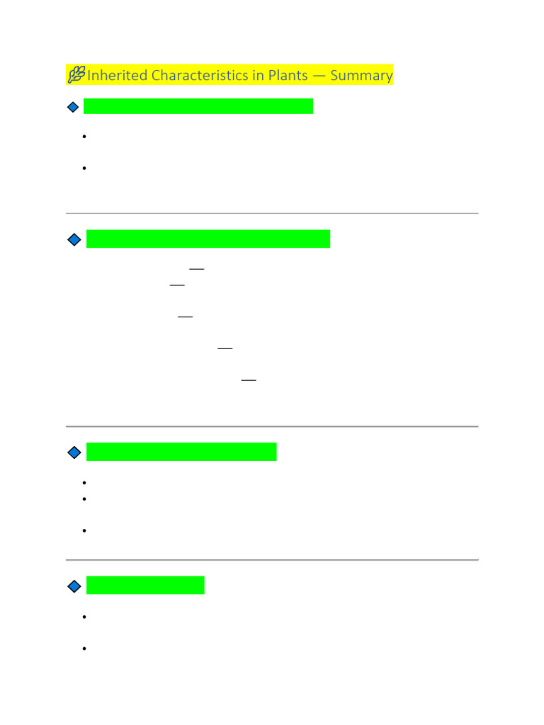 ?inherited Characteristics in Plants and Animals | PDF | Plants | Trees