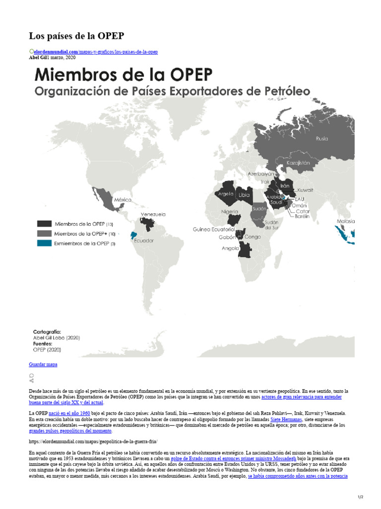 Los Países de La OPEP | PDF | OPEP | Petróleo