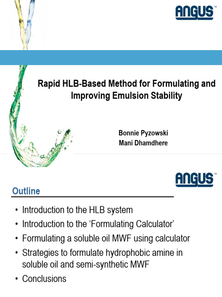 HLB Method for Emulsion Stability | PDF | Emulsion | Ester