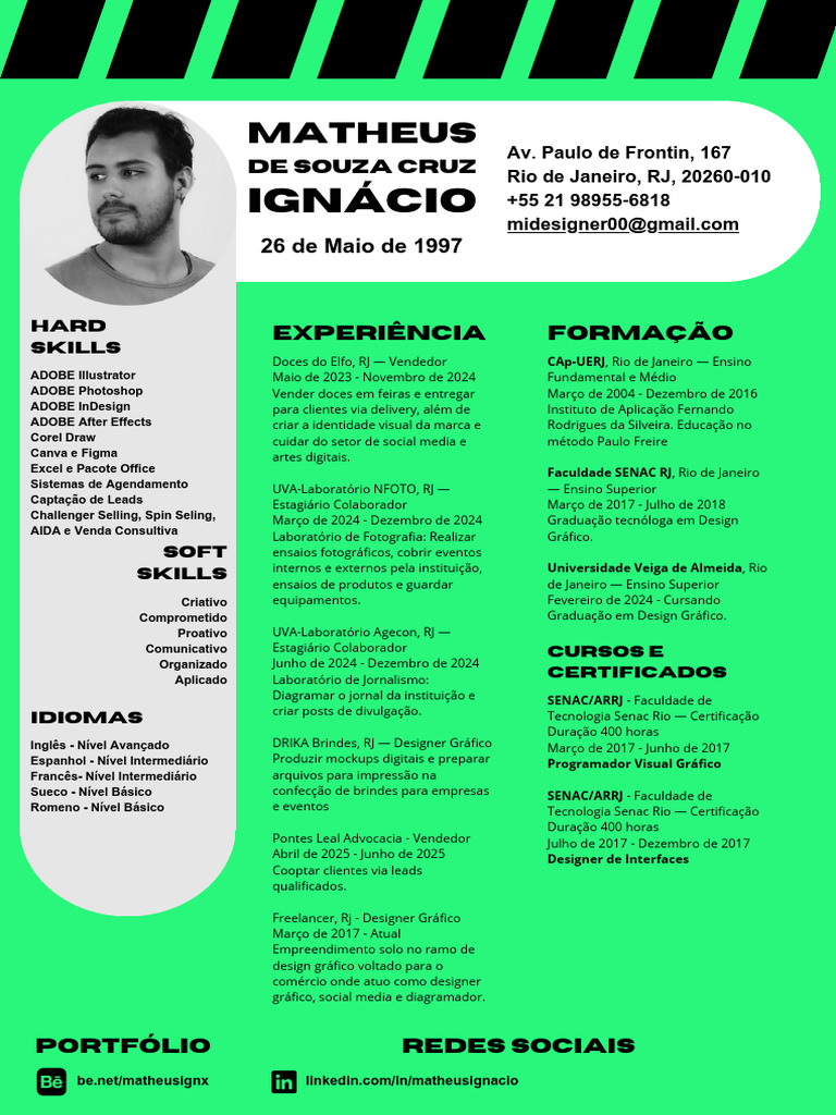 Matheus Ignacio Curriculum Vitae Verde Mais Atualizado | PDF