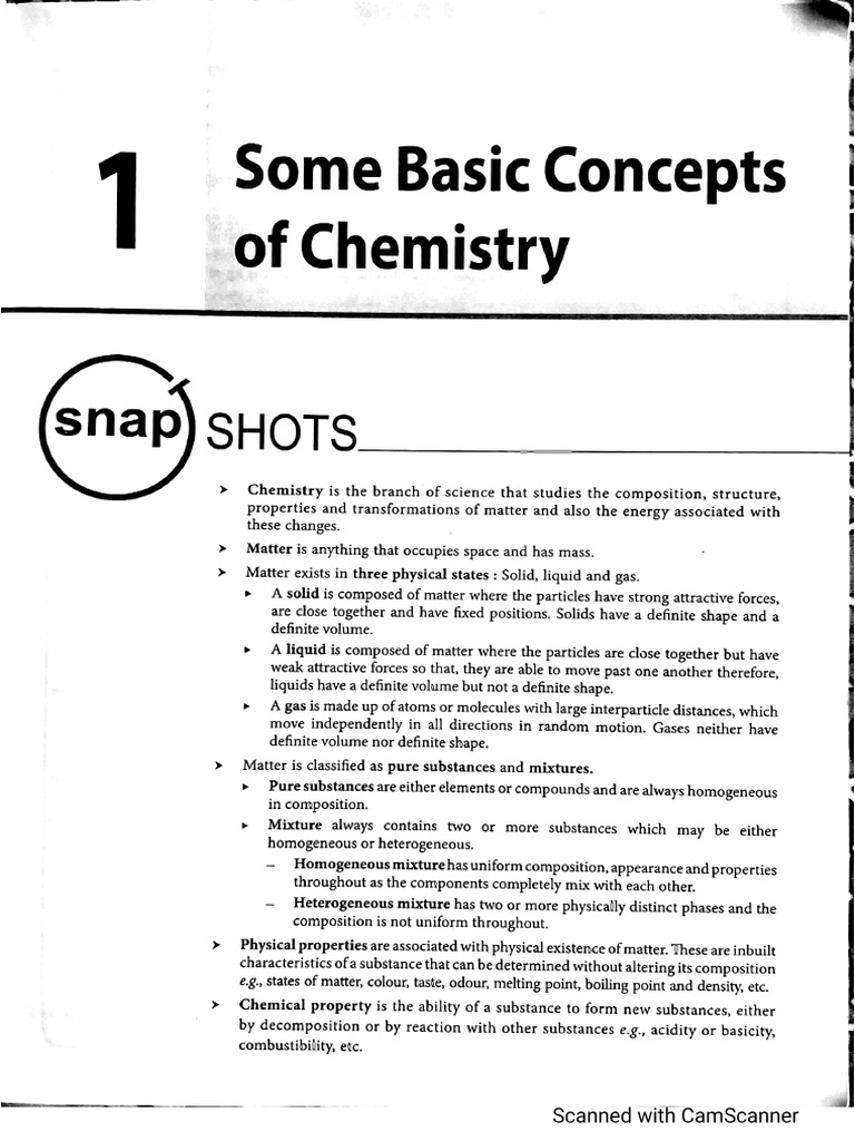 MTG Fingertip Ch-1 Some Basic Concepts of Chemistry Eng. | PDF