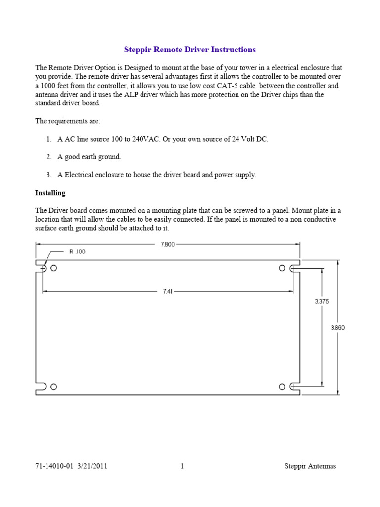 Steppir Remote Driver Installation Guide | PDF | Electrical Wiring ...