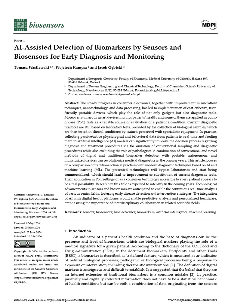 AI-Enhanced Biomarker Detection in Diagnostics | PDF | Medical Imaging ...