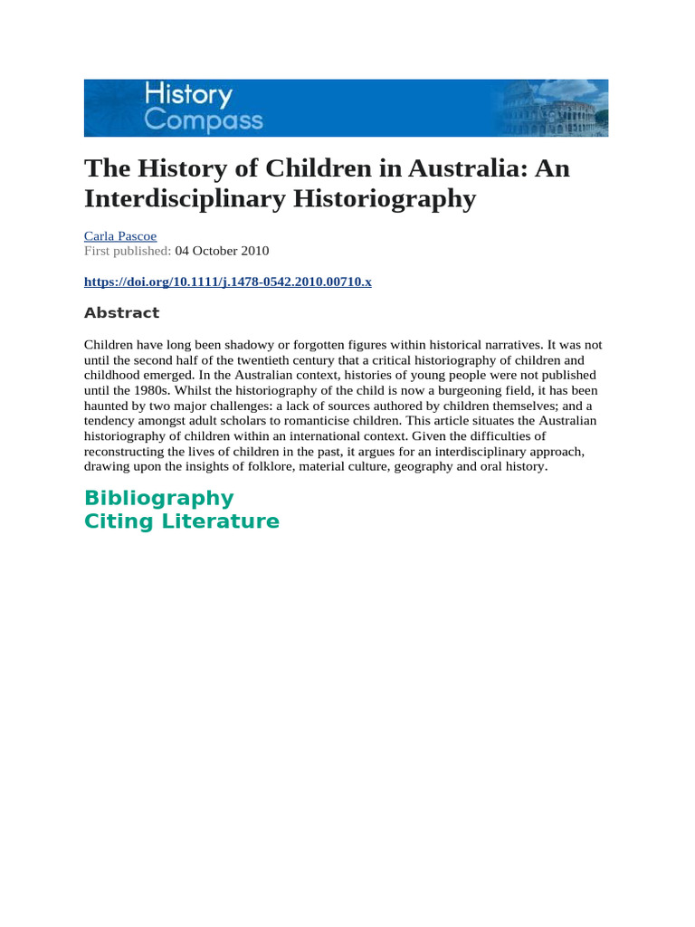 The History of Children in Australia | PDF