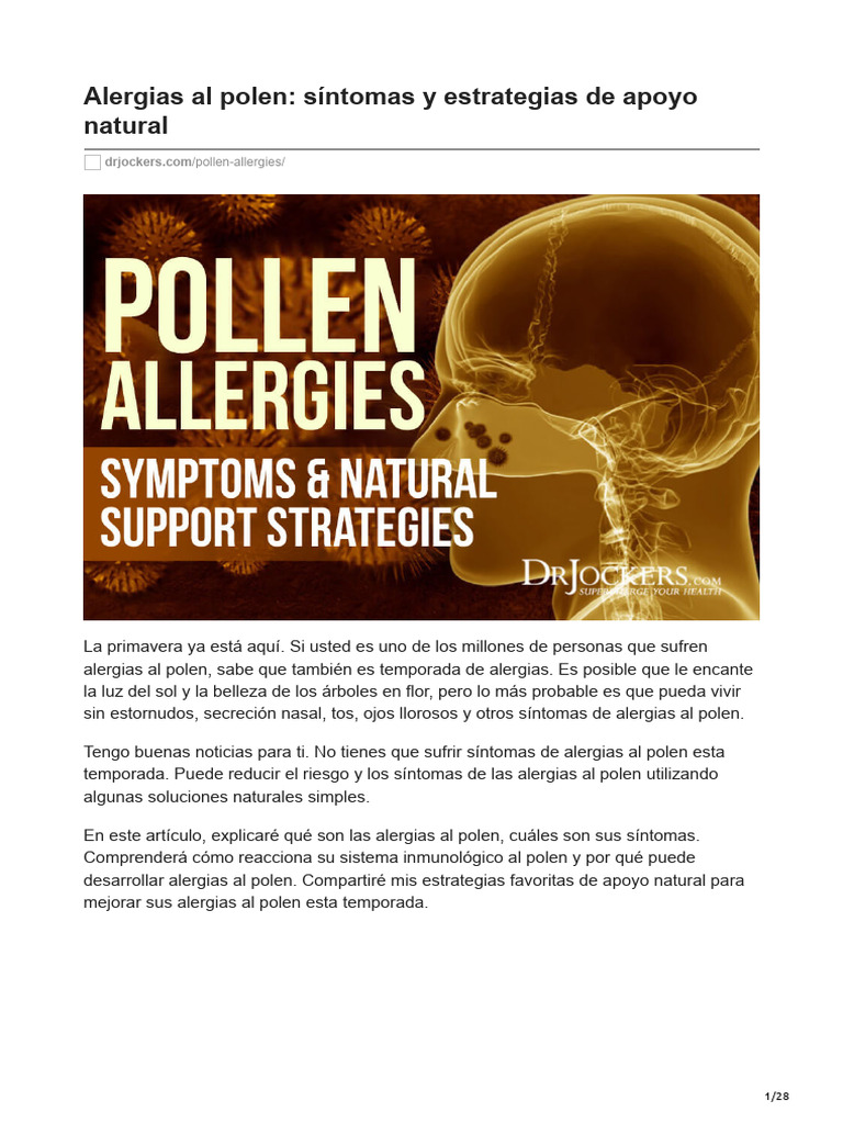 Alergias Al Polen Síntomas Y Estrategias De Apoyo Natural Pdf