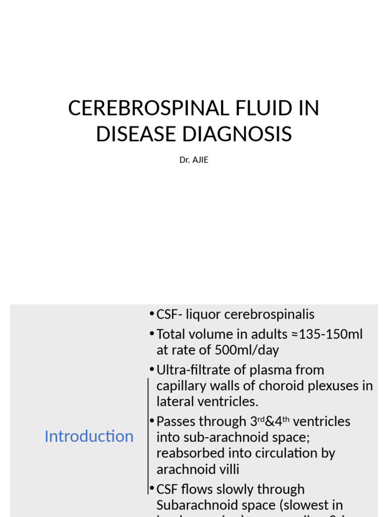 CSF Analysis in Disease Diagnosis | PDF | Cerebrospinal Fluid | Medical ...
