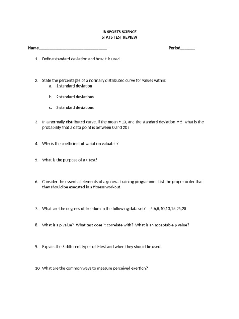 Statistics Test Review | PDF | Statistics | P Value