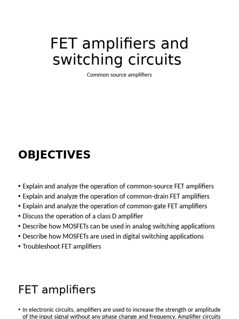 FET Amplifier Circuits | PDF | Amplifier | Field Effect Transistor