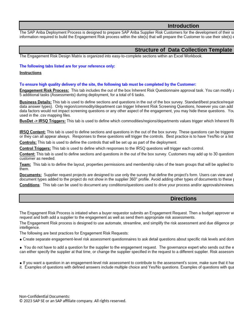SAP Ariba Strategic Sourcing - Supplier Risk Engagement Risk Design ...