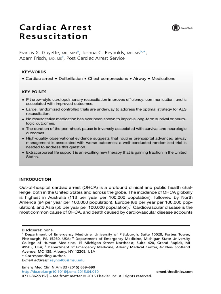Cardiac Arrest Resuscitation | PDF | Cardiopulmonary Resuscitation ...