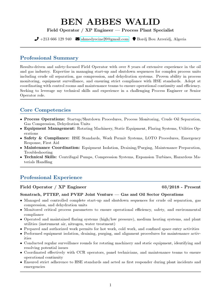 Process Engineer | PDF | Energy Technology | Gases