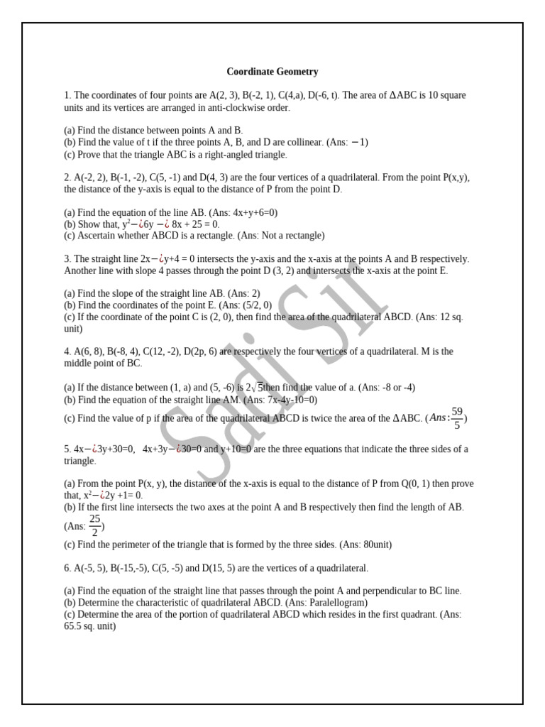 Coordinate Geometry | PDF | Line (Geometry) | Rectangle