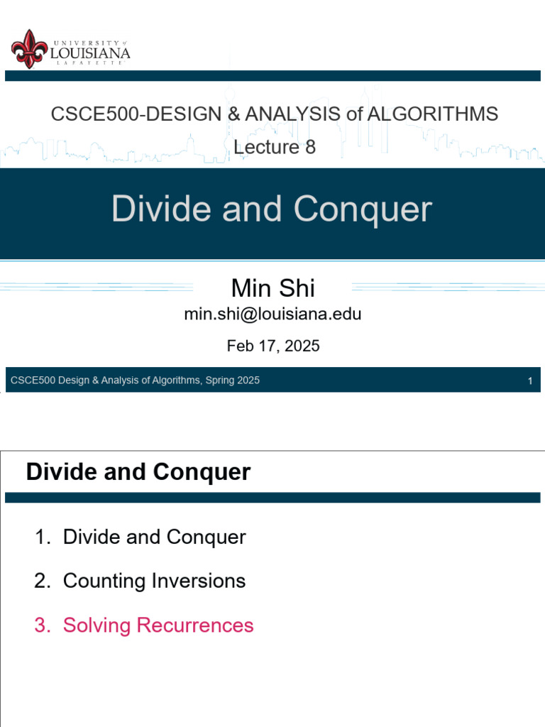 Divide and Conquer | PDF | Recurrence Relation | Mathematical Analysis