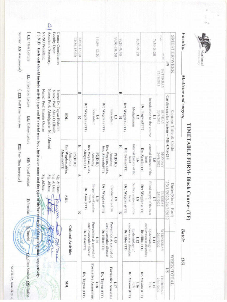 CVS Timetable 2021 2022 | PDF