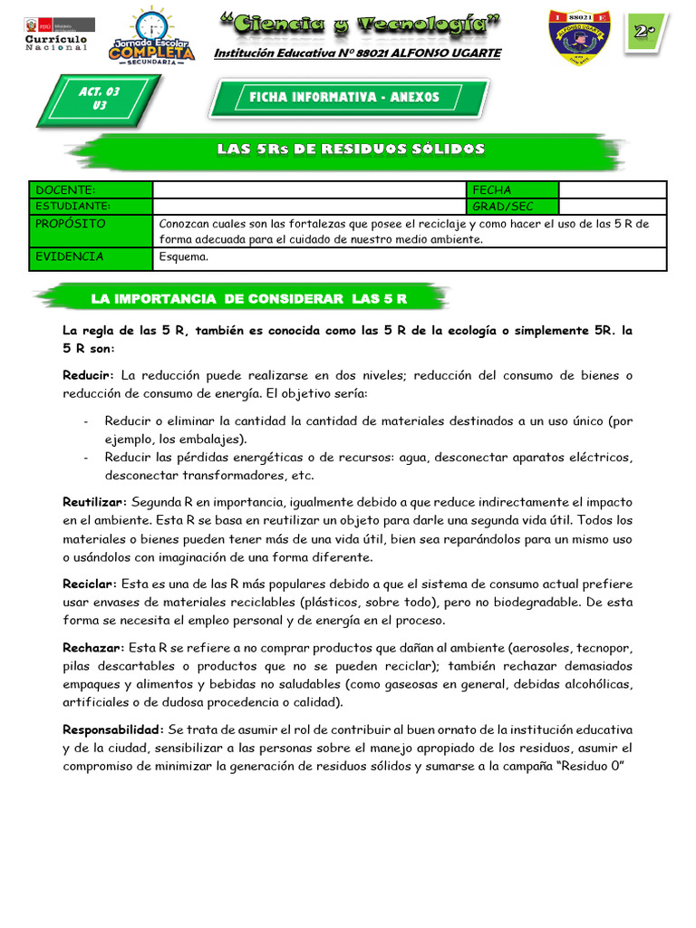 Anexo U3 Act 3 Las 5R | PDF | Reciclaje | Residuos