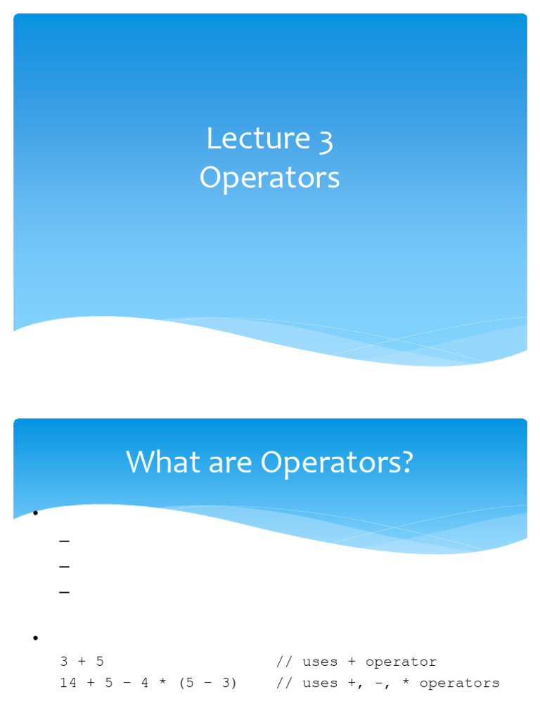 L03 - Operators-20251107-211644 | PDF | Boolean Data Type | Integer (Computer Science)