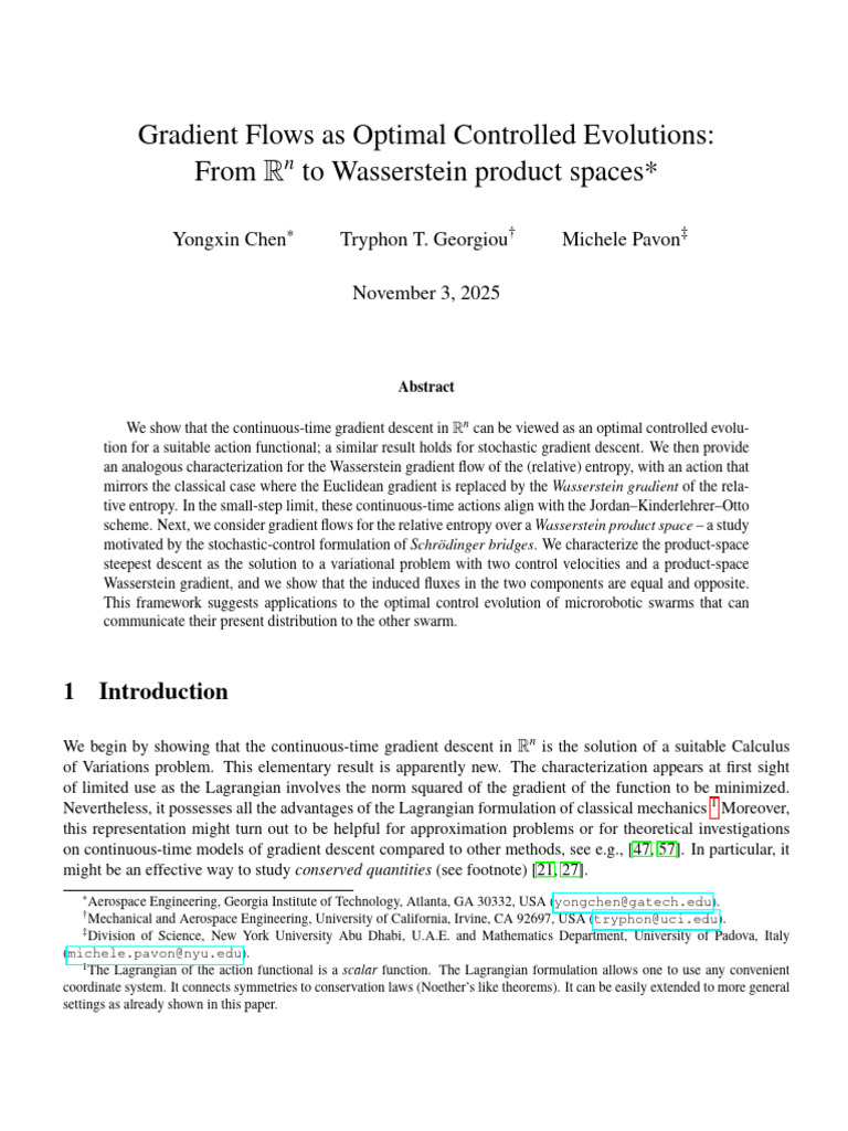 Gradient Flows as Optimal Controlled Evolutions Fr | PDF | Calculus Of Variations | Mathematical ...
