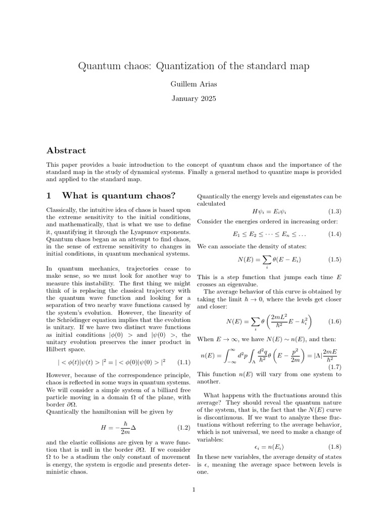 Quantum Chaos Quantization of The Standard Map | PDF | Quantum ...