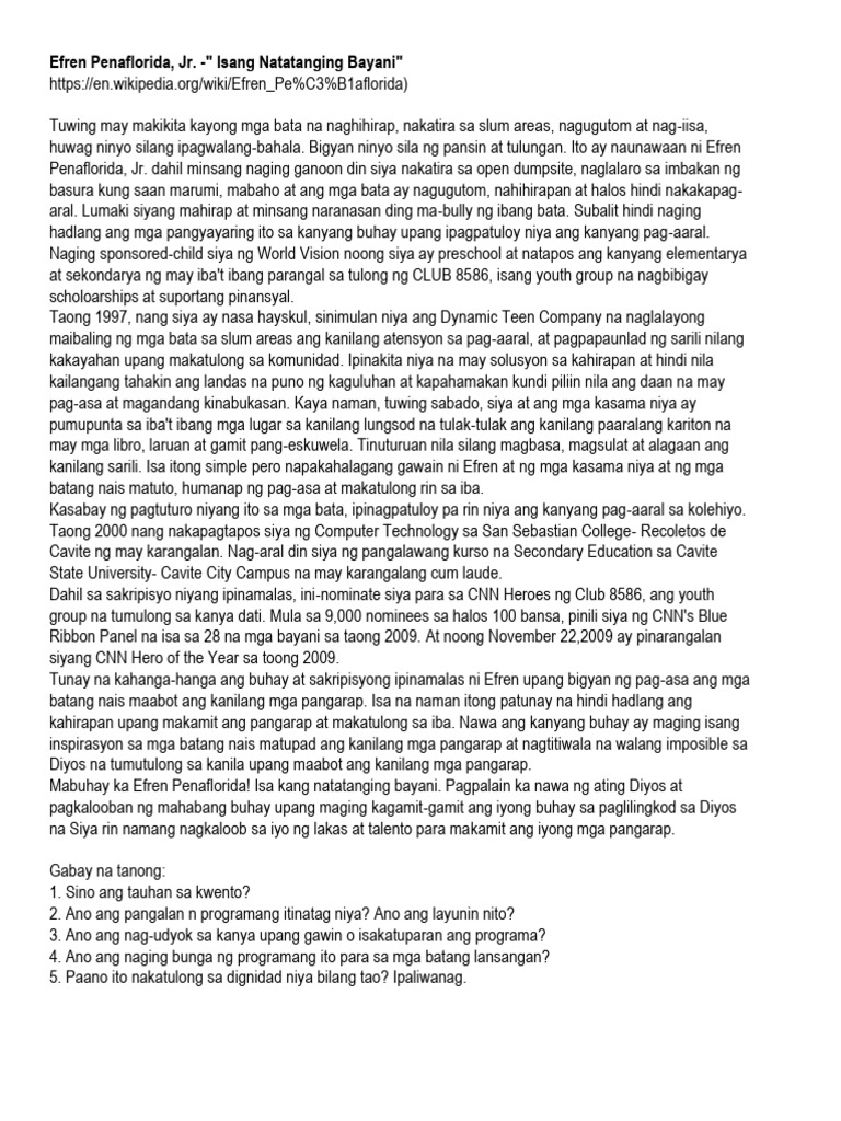 Efren Penaflorida | PDF