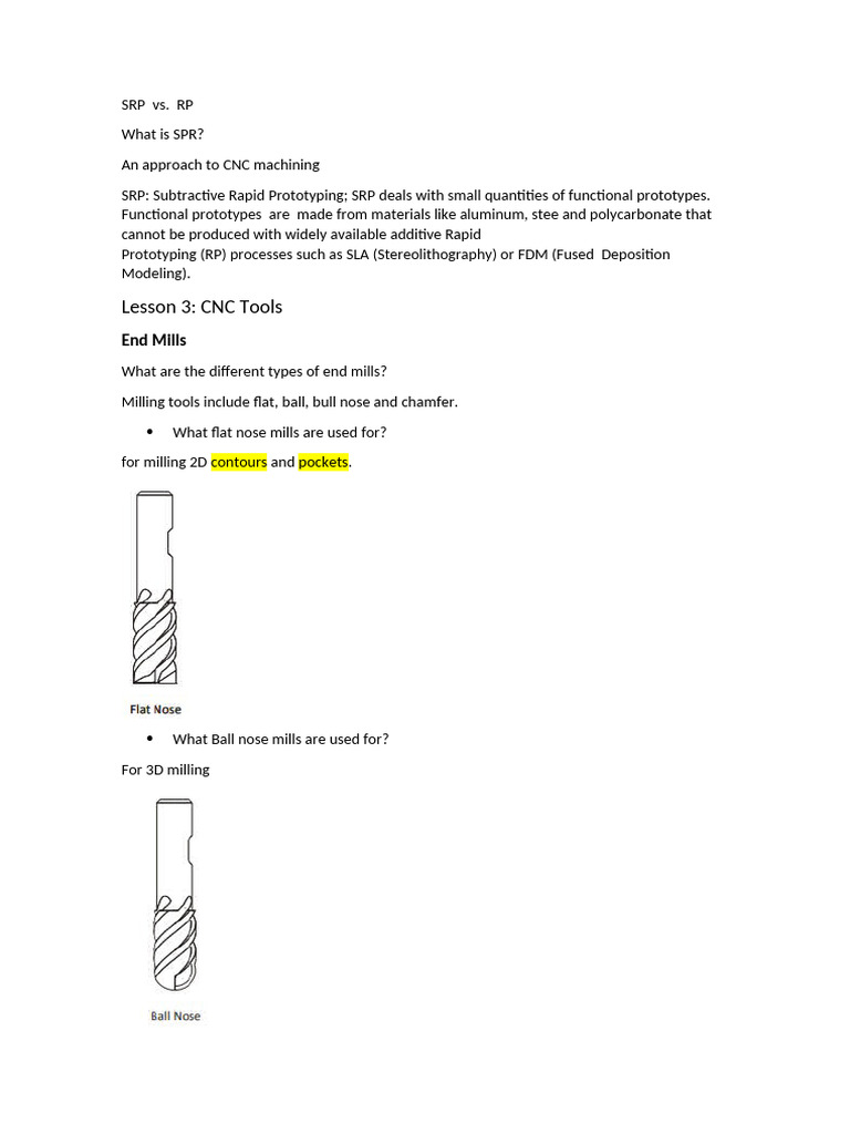 Lesson 3: CNC Tools: End Mills | PDF | Machining | Industrial Processes