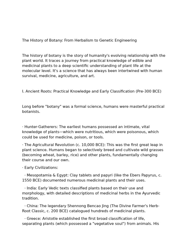 History of Botany a Study | PDF | Botany | Plants