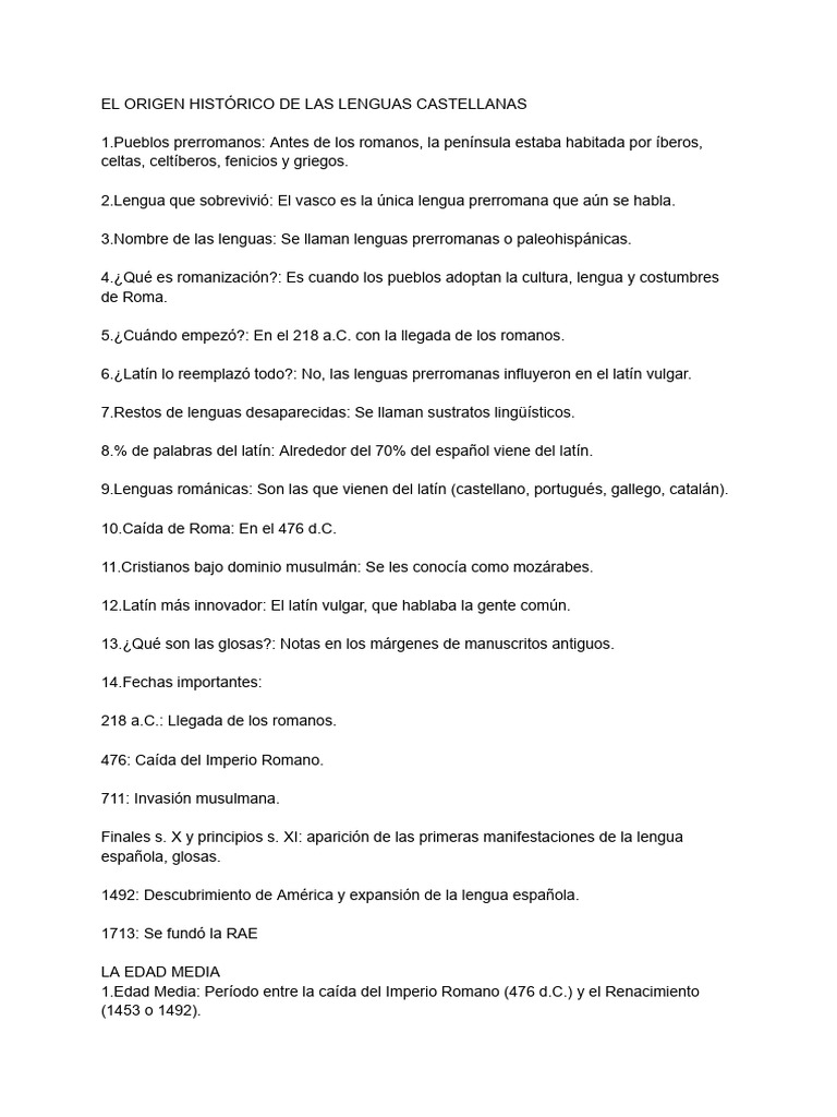 Origen y evolución de las lenguas castellanas | PDF