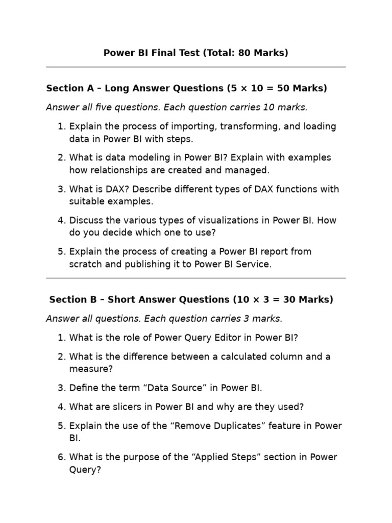 Power BI Final Test | PDF