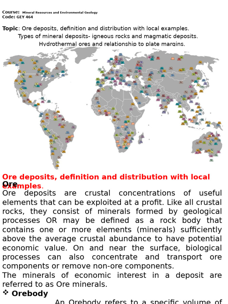 GEY 464 Mineral Resources | PDF | Plate Tectonics | Ore