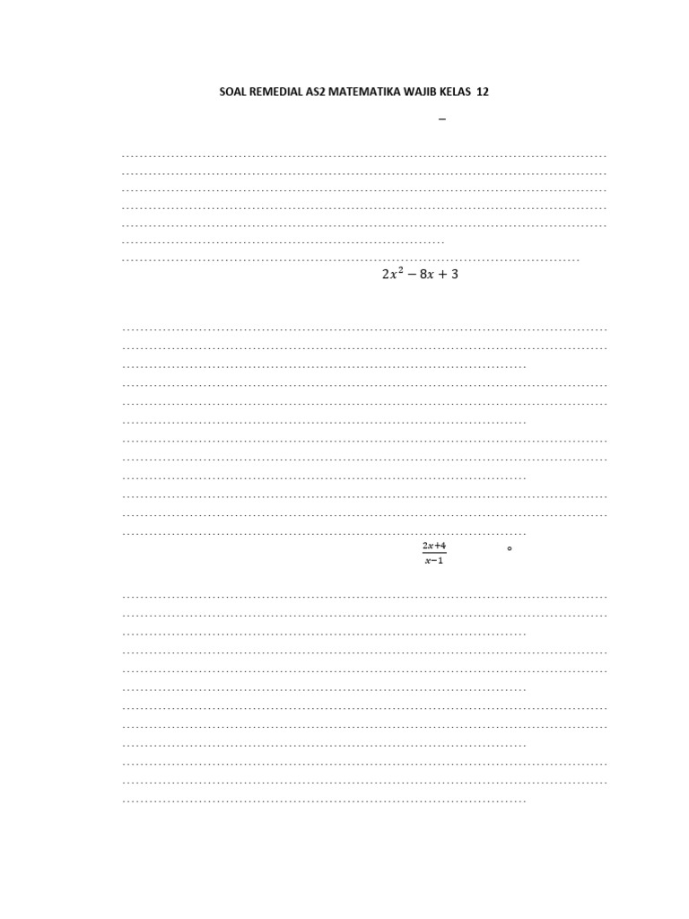 SOAL REMEDIAL AS2 MATEMATIKA WAJIB KELAS 12 | PDF
