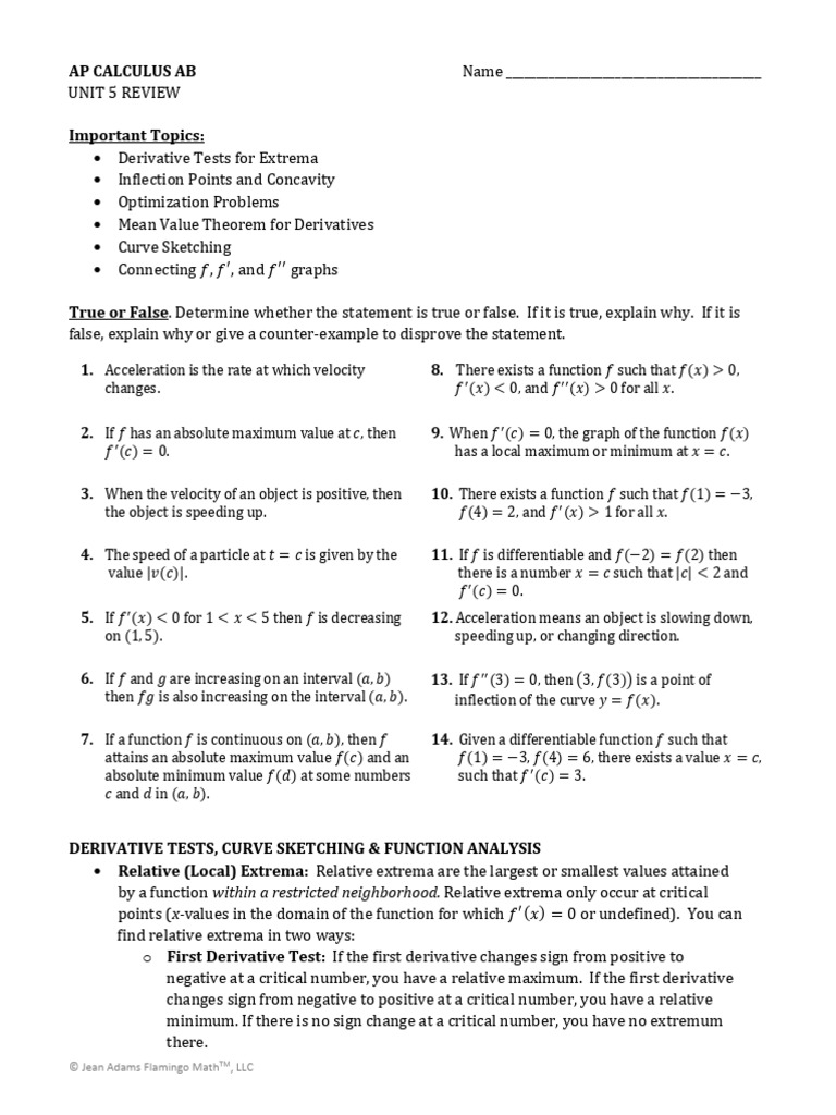 Unit 5 AP Style Review-2 | PDF | Acceleration | Mathematical Analysis