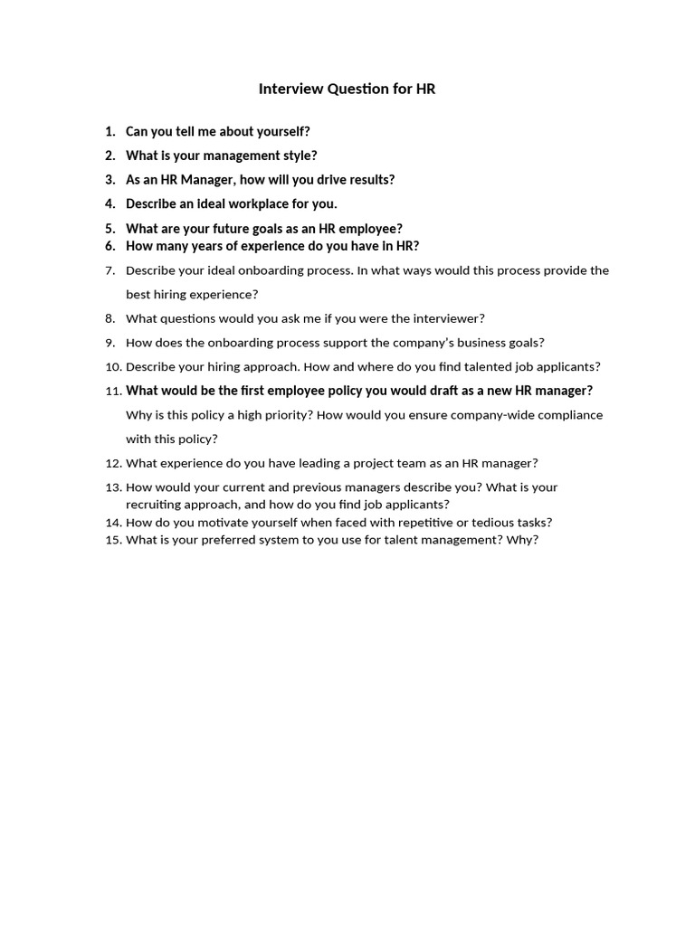 Essential HR Interview Questions Guide | PDF