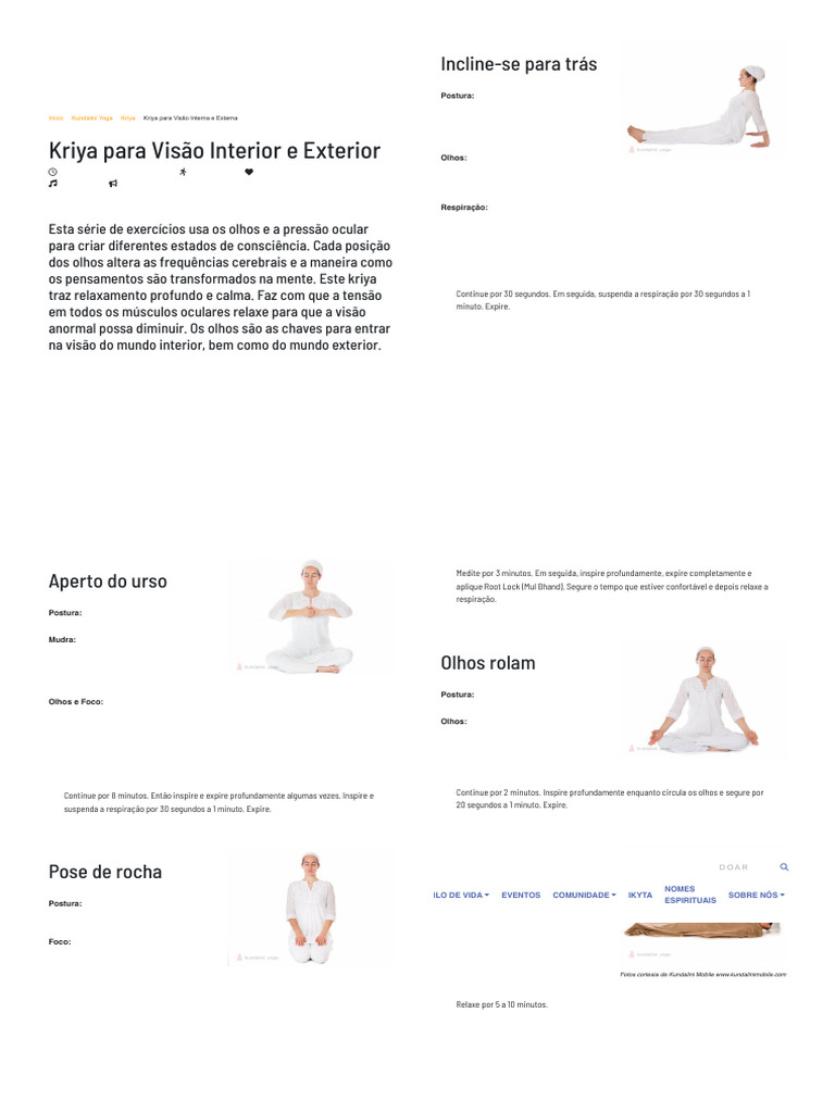Kriya para Visão Interna e Externa - 3HO International | PDF | Olho ...