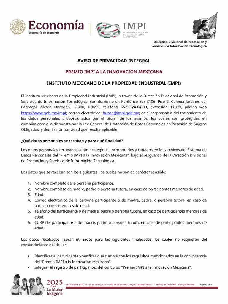 AP Integral Premio IMPI 250410 VF | PDF | México | Privacidad