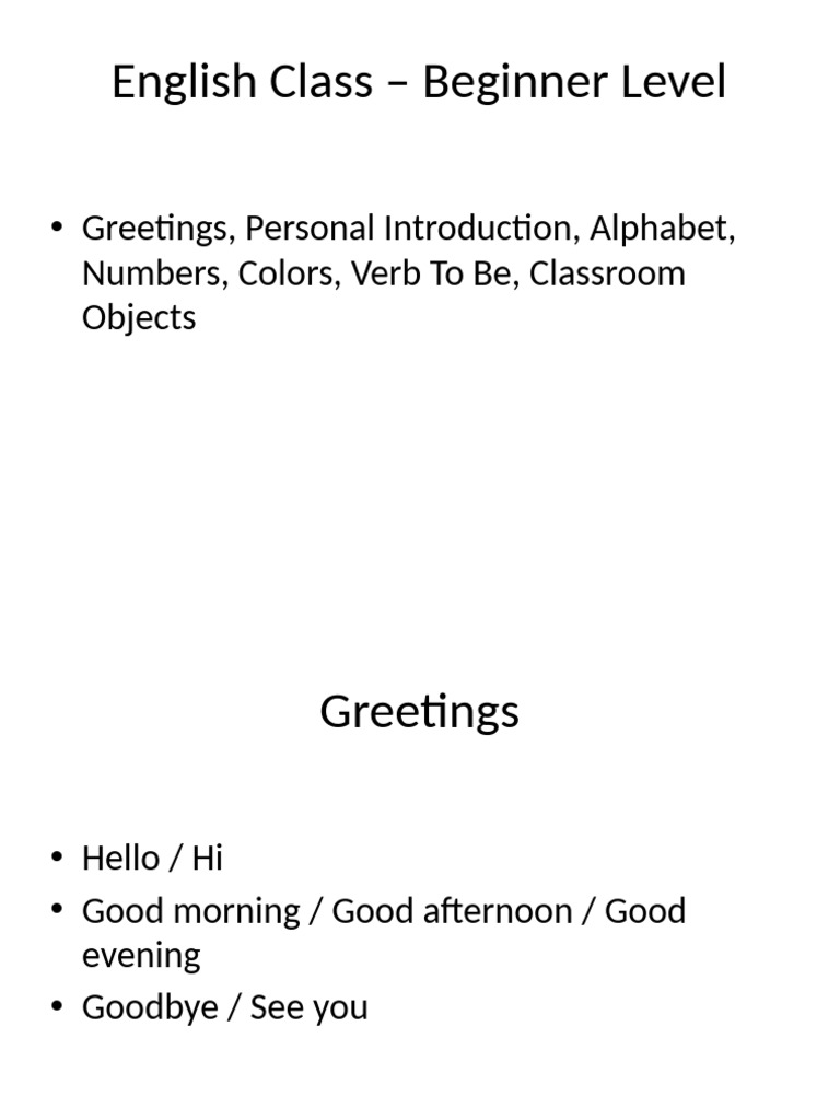 English Beginner Lesson | PDF