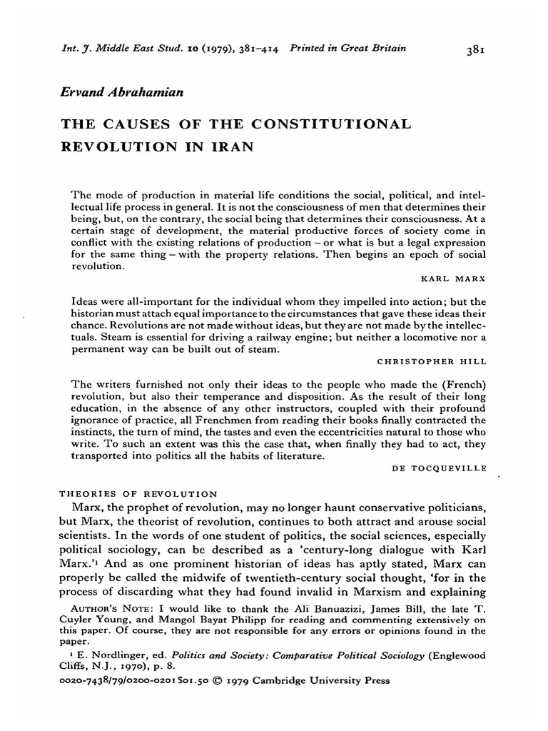 Causes of Iran's Constitutional Revolution | PDF | Marxism | Ideologies