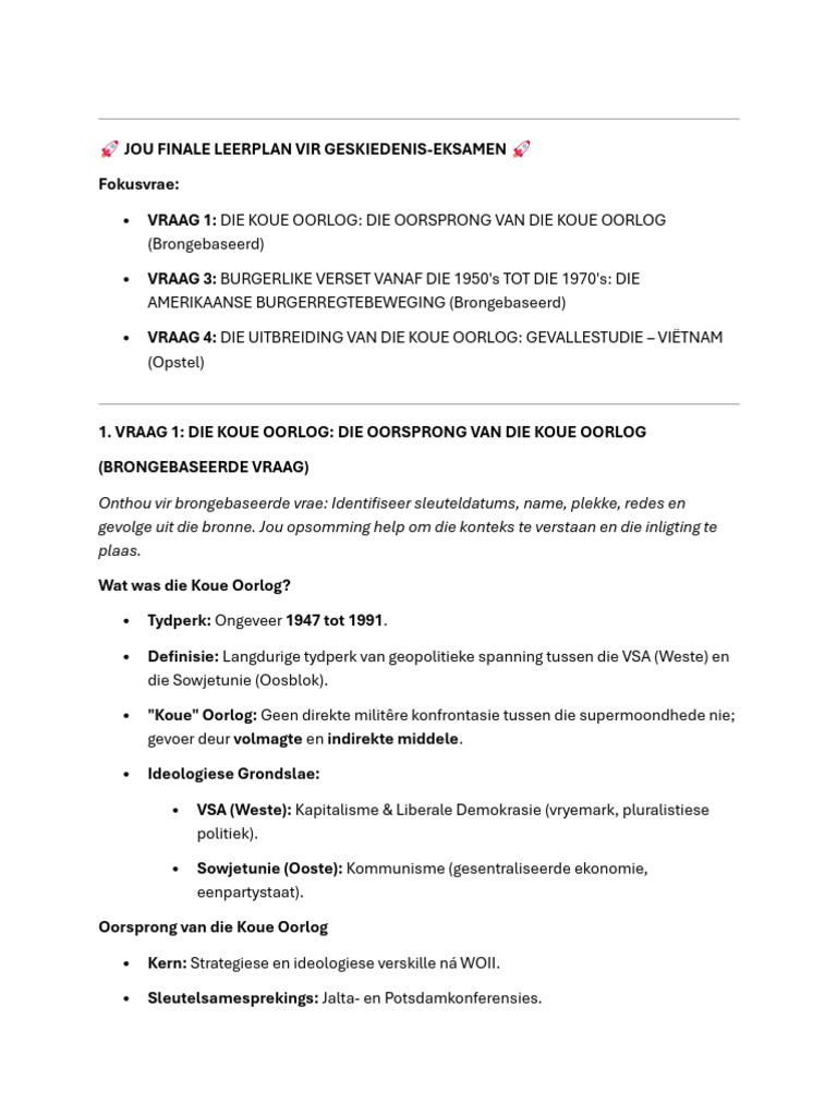 ? Jou Finale Leerplan Vir Geskiedenis | PDF