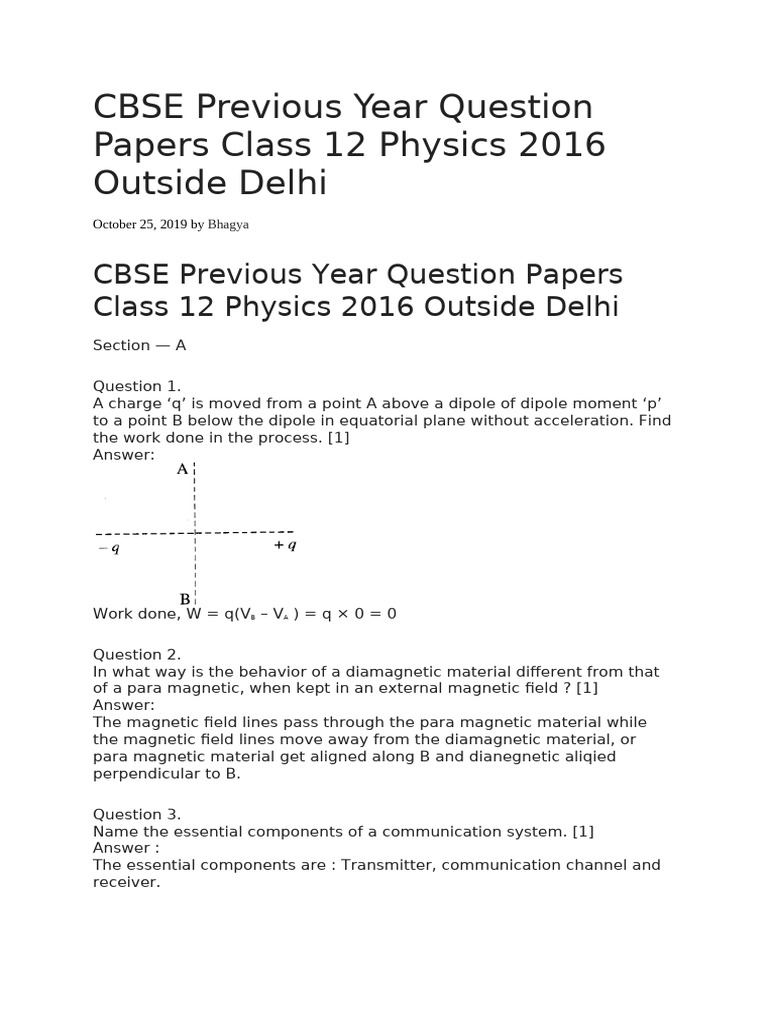 2016 Physics Board Paper | PDF | P–N Junction | Diode