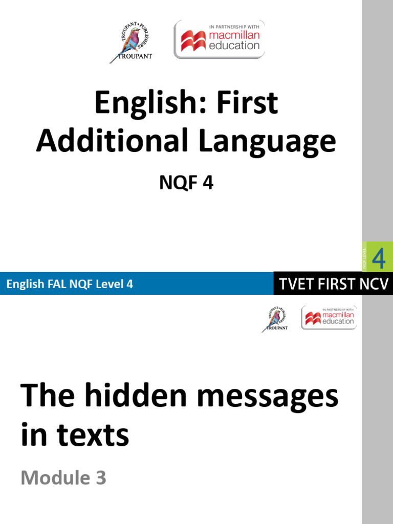 English FAL Level 4 Module 3 | PDF | Inference | Knowledge