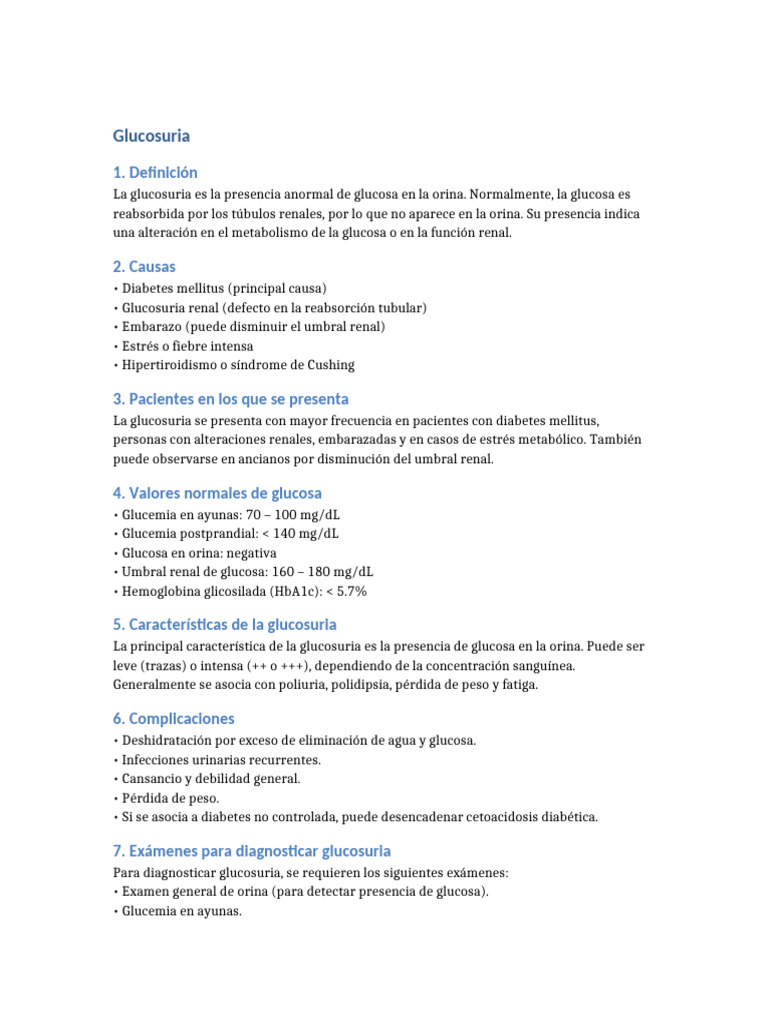 Glucosuria Informe Completo | PDF | Especialidades Medicas ...